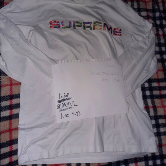 Supreme | Shirts | Rare Supreme White Long Sleeve Tee Size L | Poshmark